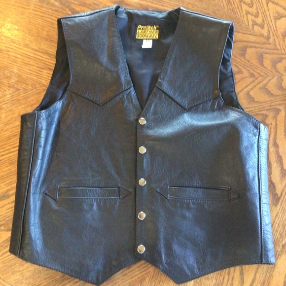 Protech leather apparel | Jackets & Coats | Leather Snap Front Vest ...